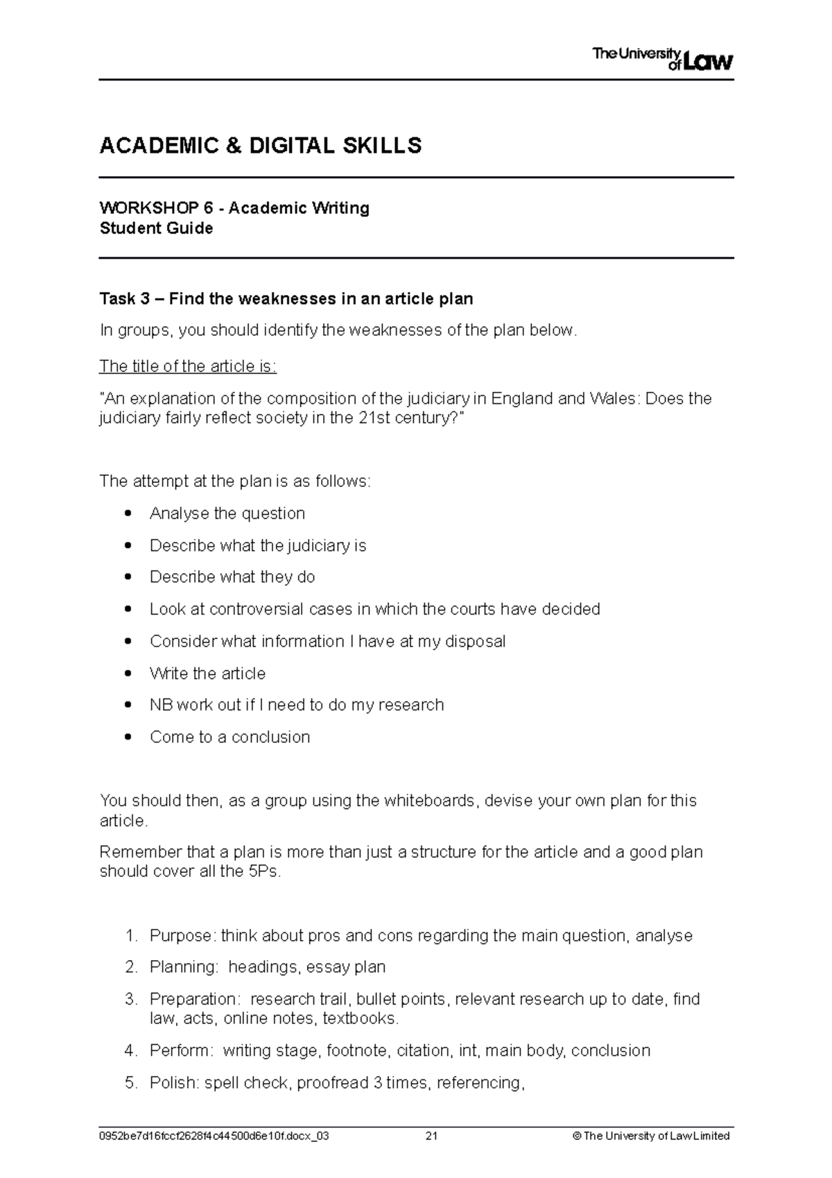 WORKSHOP 6 TASK 3 - ACADEMIC & DIGITAL SKILLS WORKSHOP 6 - Academic Writing Student Guide Task 3 ...