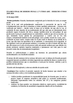 CASO Práctico DE Derecho Penal II. nº 2. grado en derecho 2022-2023 - CASO PRÁCTICO DE DERECHO ...