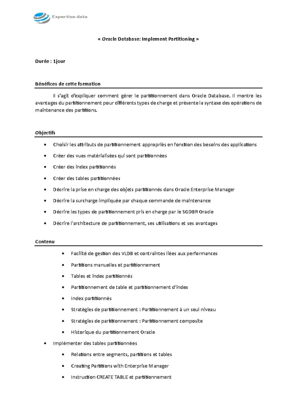 Oracle Database Partitioning Oracle Database Implement 