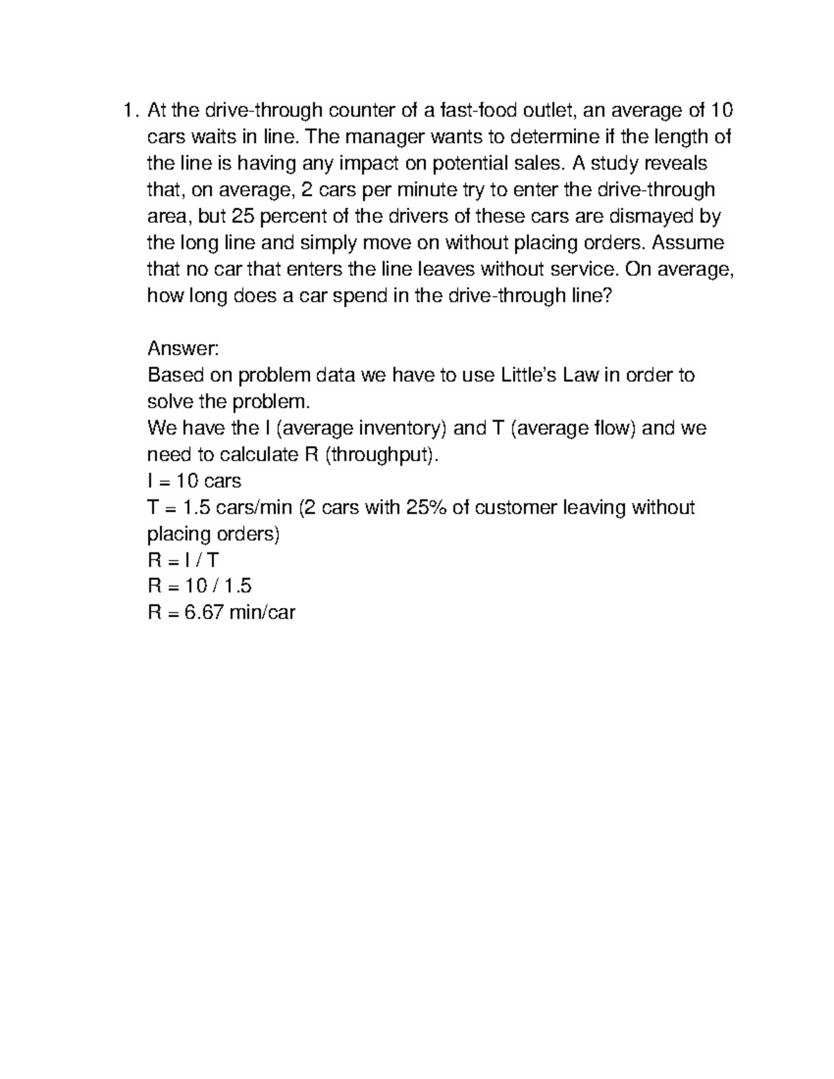 Operations management quiz examples - Thea312 - UVic - Studocu