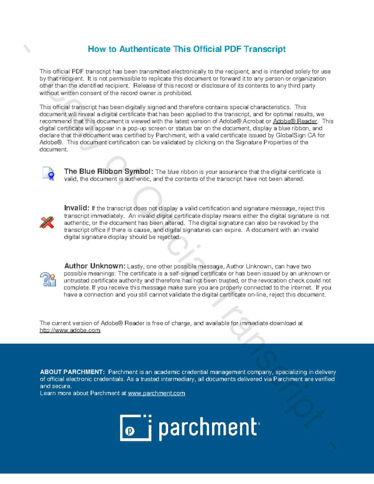How to Authenticate Official PDF Transcript - Studocu
