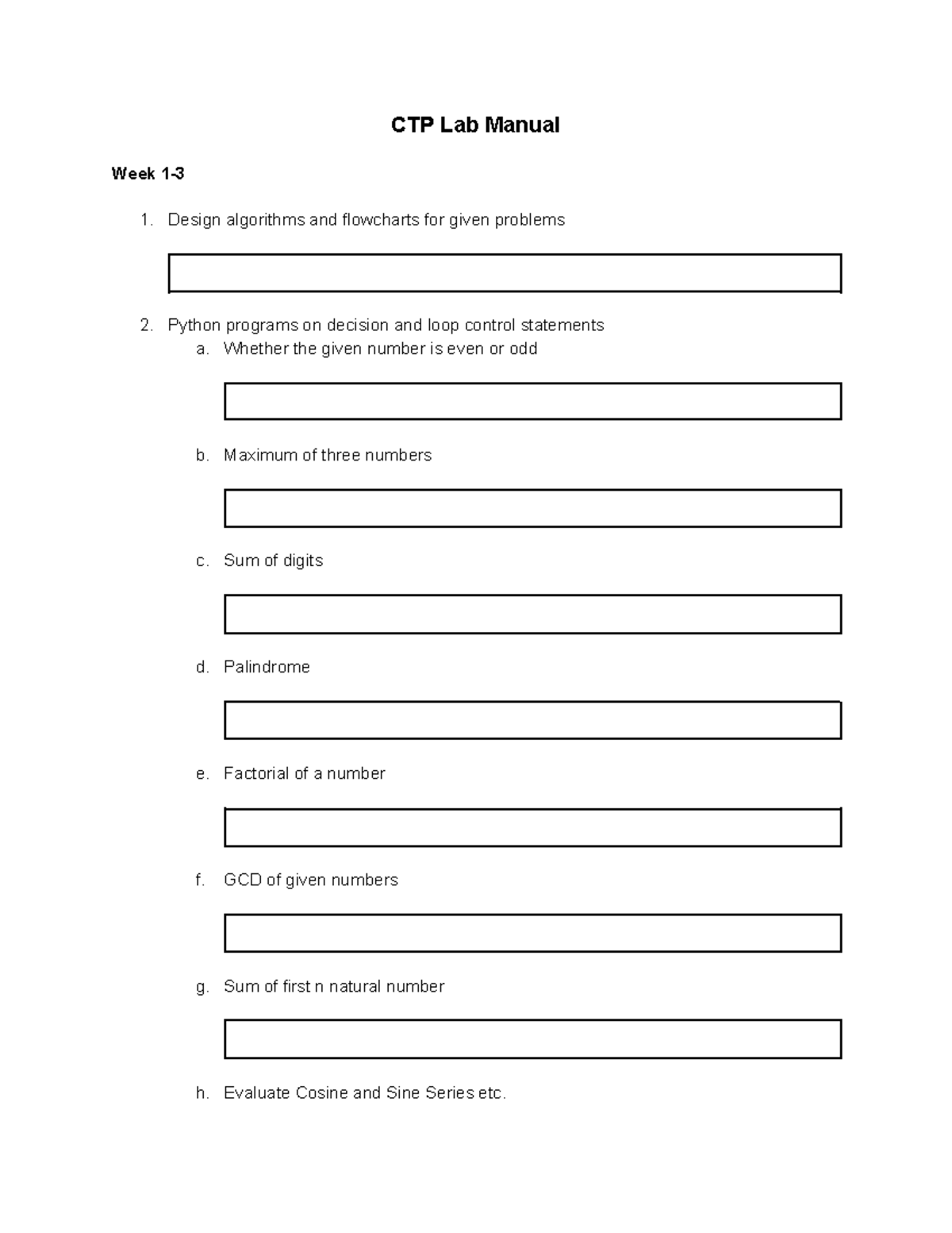 CTP Lab Manual - This is used in python programming and doing good programming - CTP Lab Manual ...