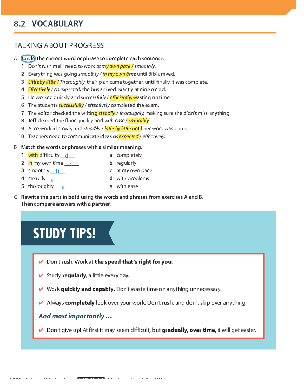 BUS Program Evolve 5 Lesson Plan 8 Handout 2 - TALKING ABOUT PROGRESS A ...