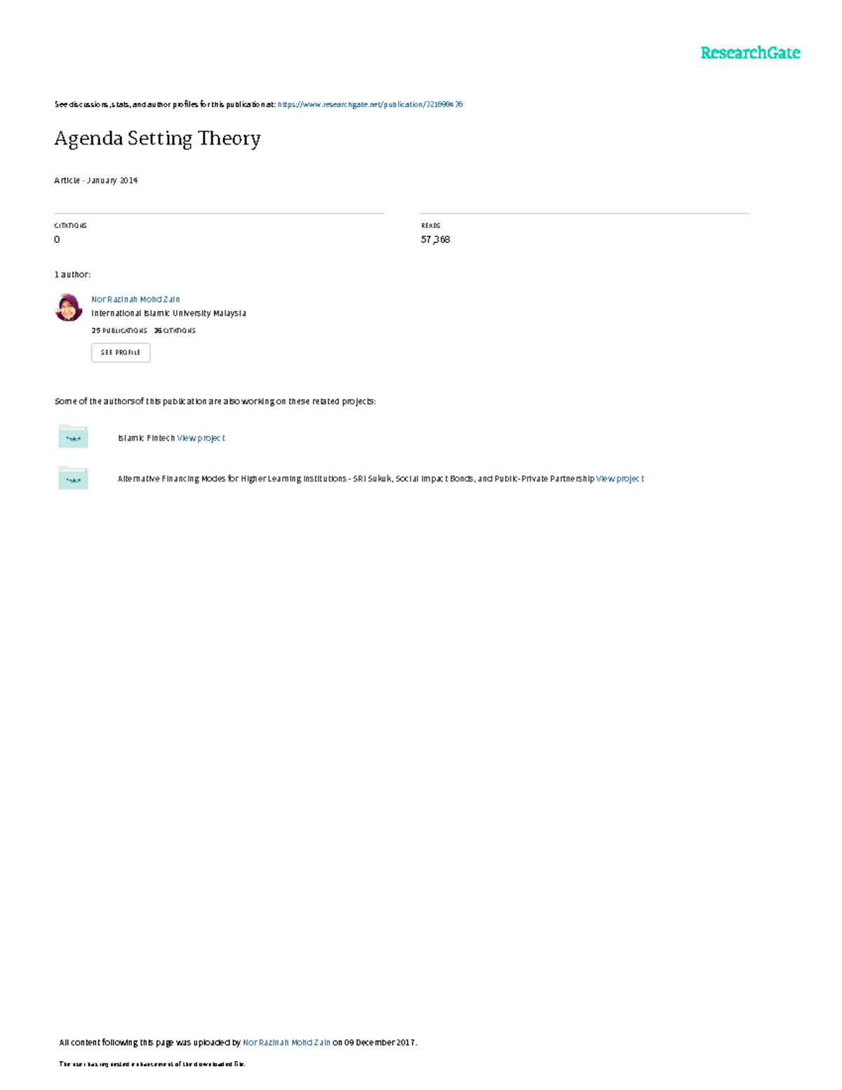Agenda Setting Theory - none - See discussions, stats, and author profiles for this publication ...