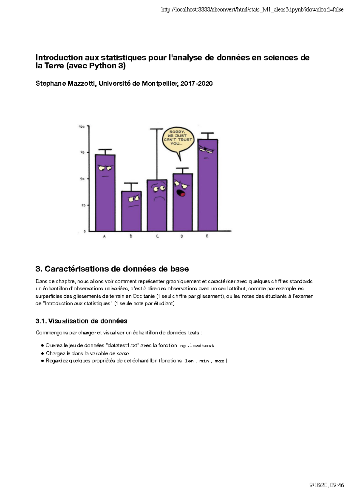 Stats M1 aleas 3 - examen - Introduction aux statistiques pour l ...
