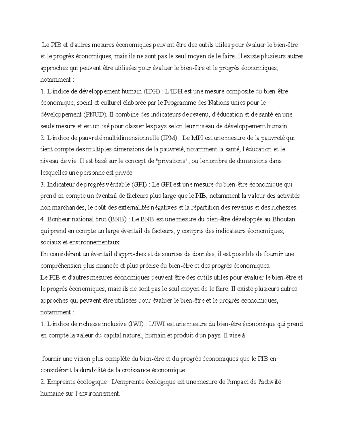 Mesure du PIB-6 - Le PIB et d'autres mesures économiques peuvent être ...