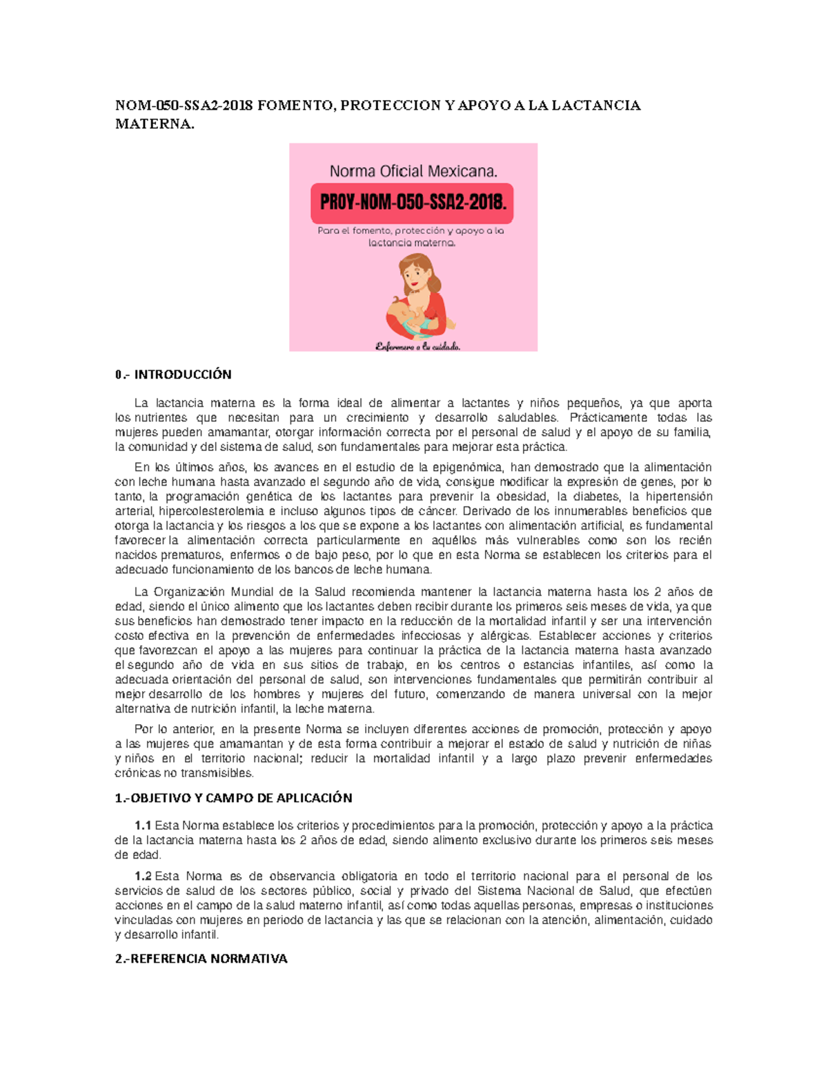 NOM 050 Lacatancia Materna - NOM-050-SSA2-2018 FOMENTO, PROTECCION Y ...
