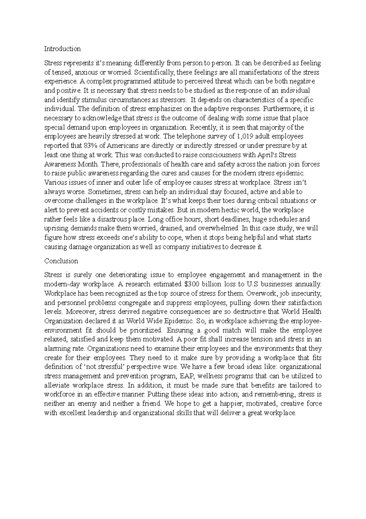 Stress assignment on course - Introduction Stress represents it’s ...