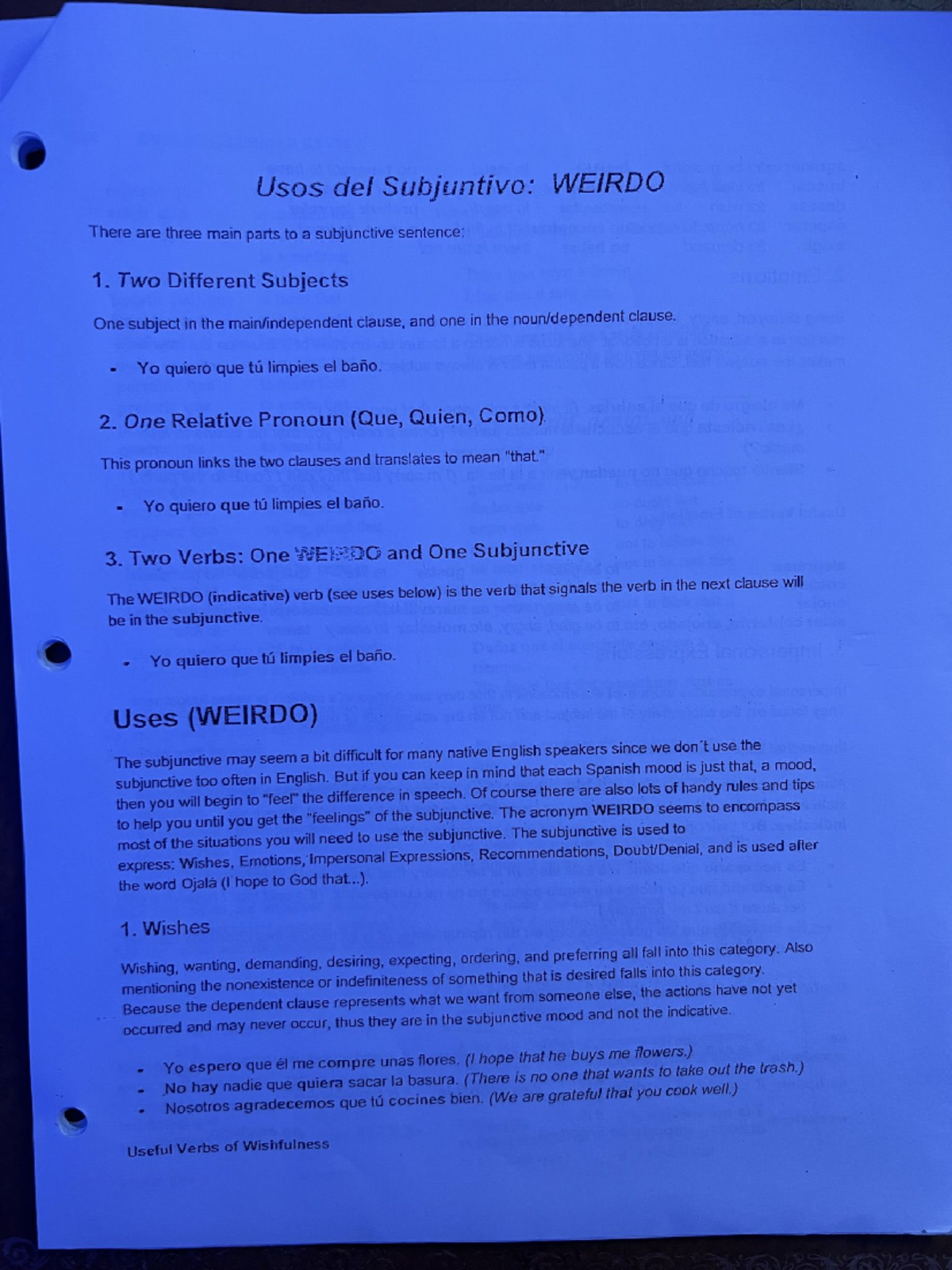 IMG 0255 - Spanish notes over the uses of subjunctive with the acronym ...