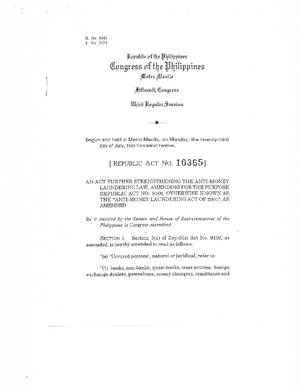 RA-10168 - RA-10168 - S. No. 3127 H. No. 5015 2f\epuhIir of f4e ...