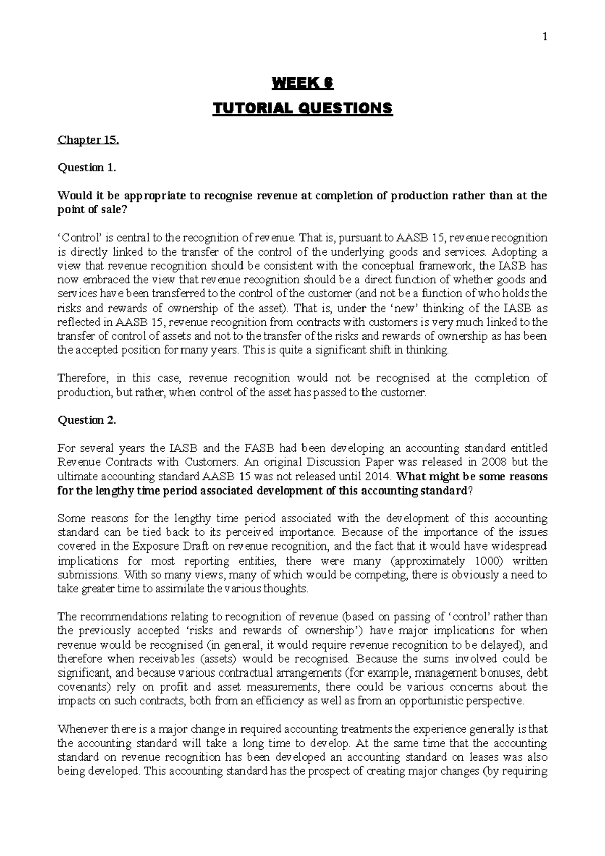 WEEK 6 Ch 15WEEK 2 Ch 3 tutorila lecture notes - WEEK 6 TUTORIAL ...