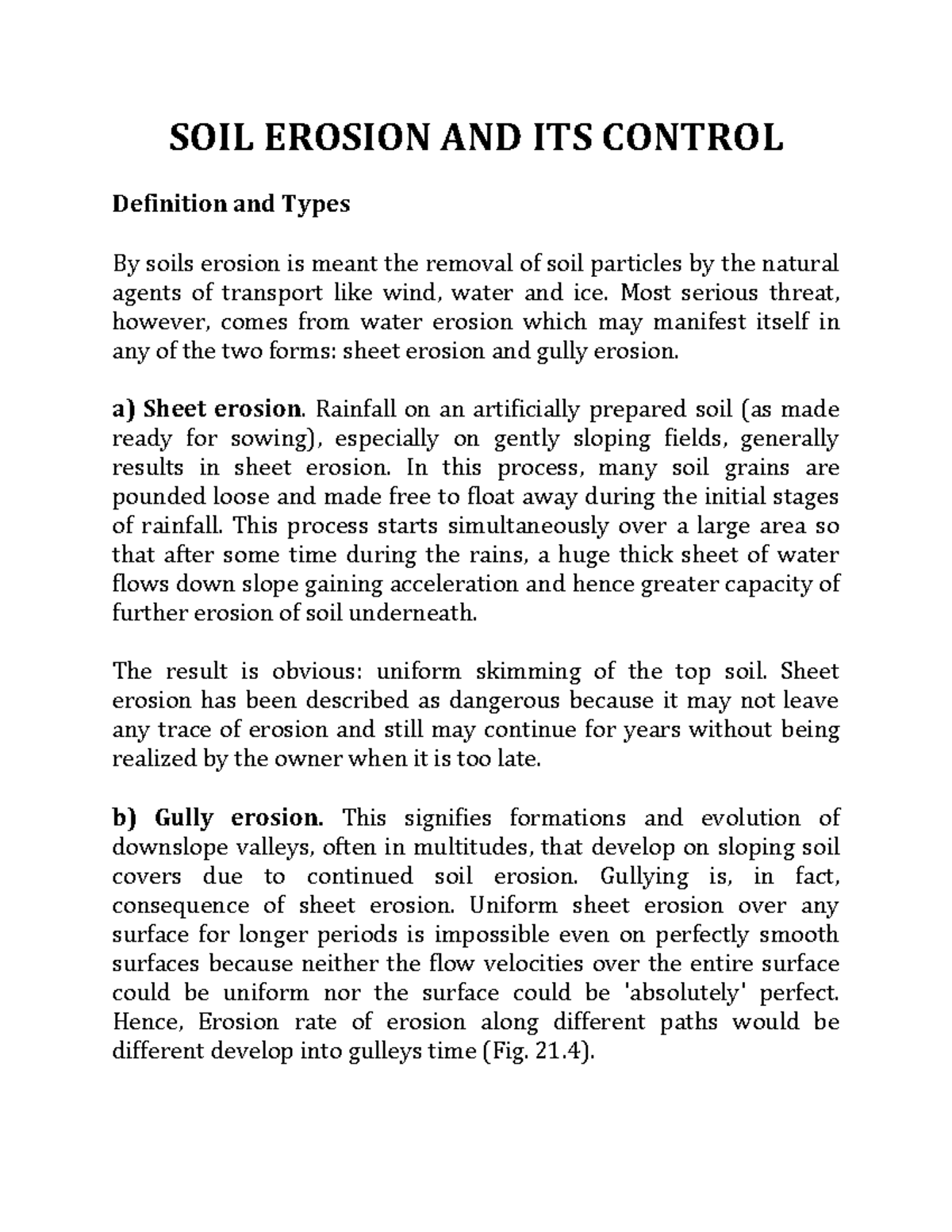 SOIL Erosion AND ITS Control - SOIL EROSION AND ITS CONTROL Definition ...