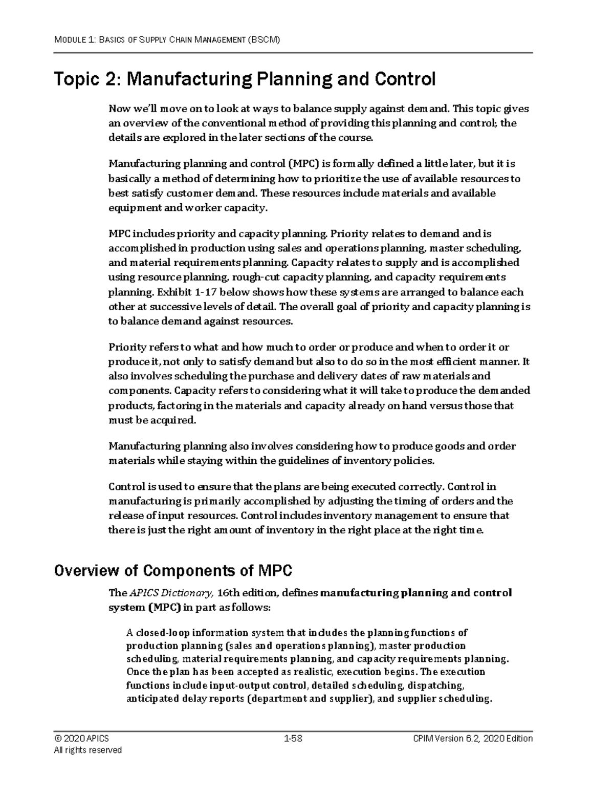 Capacity Planning - AFWRGRWG - MODULE 1: B ASICS OF SUPPLY CHAIN ...