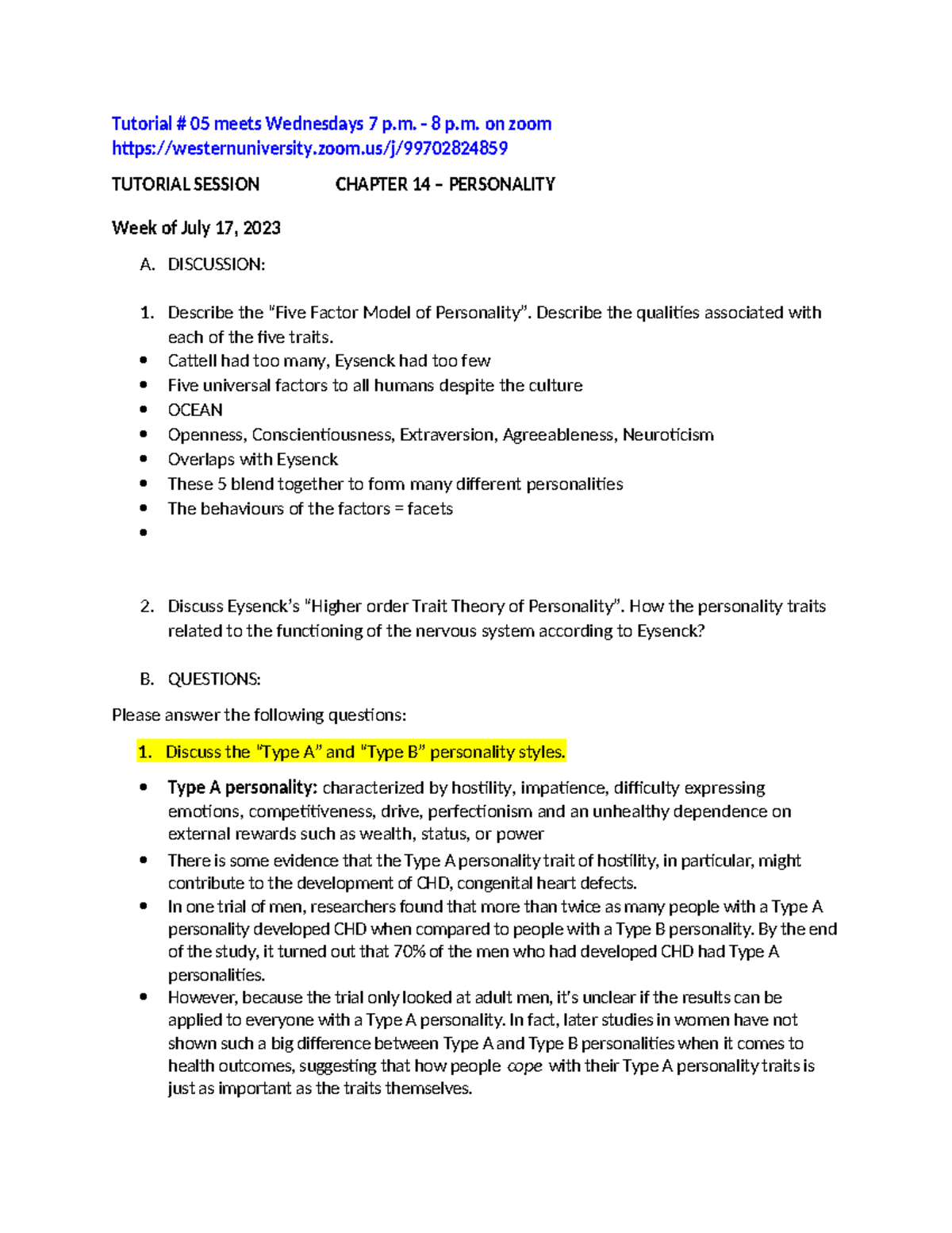 Chapter 14 and 15 discussion and questions - Tutorial # 05 meets ...