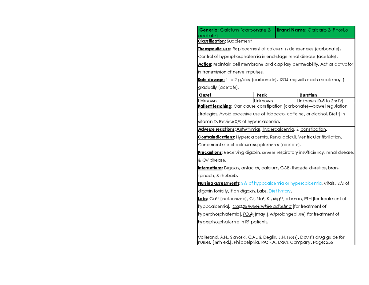 Med cards starting with C PDF-1 - Generic: Calcium (carbonate & acetate ...