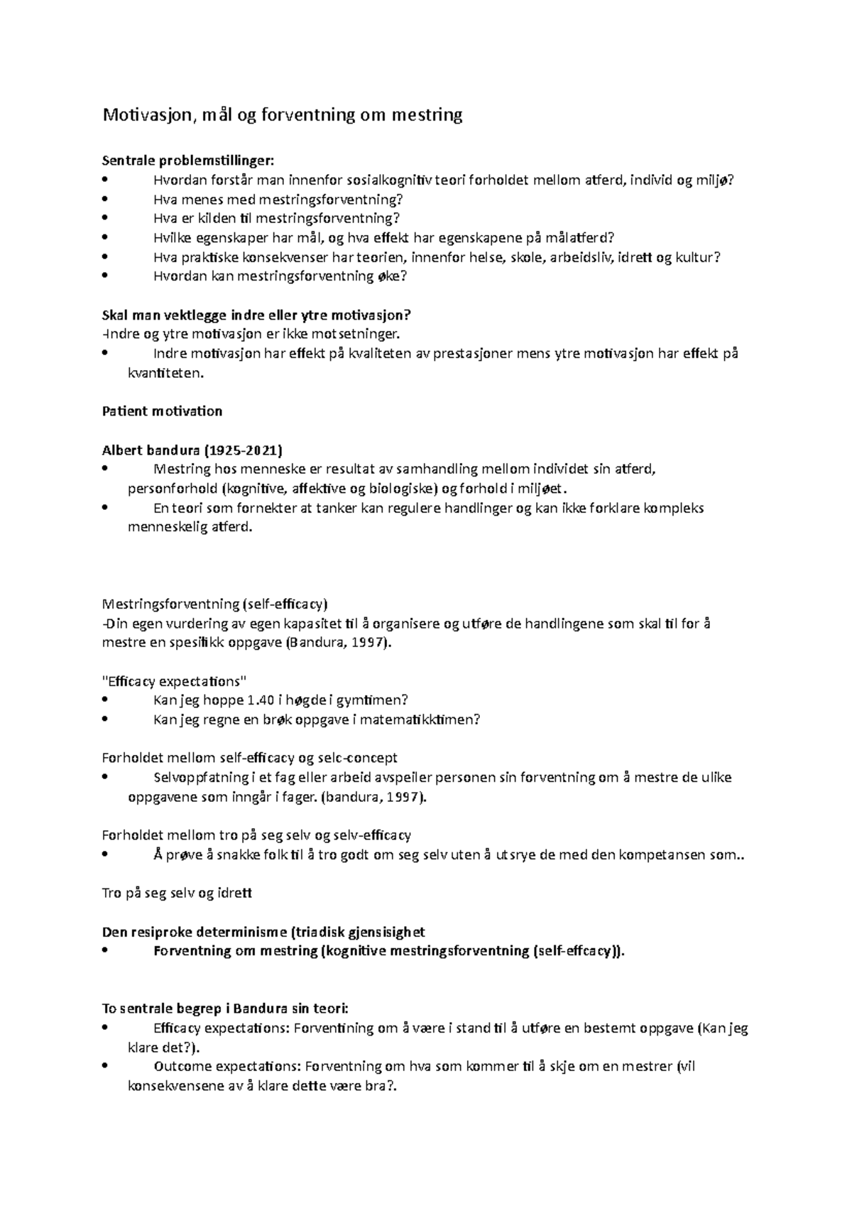 Motivasjon, mål og forventning om mestring - Motivasjon, mål og ...