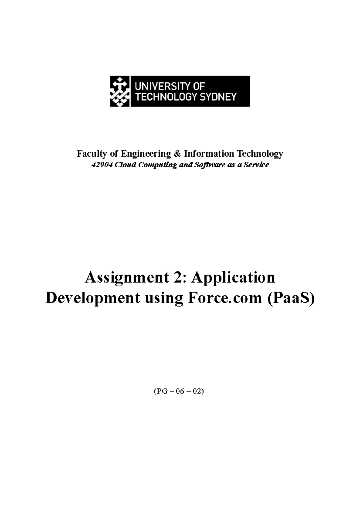 Assignment 2 Coud Computing - Faculty of Engineering & Information ...