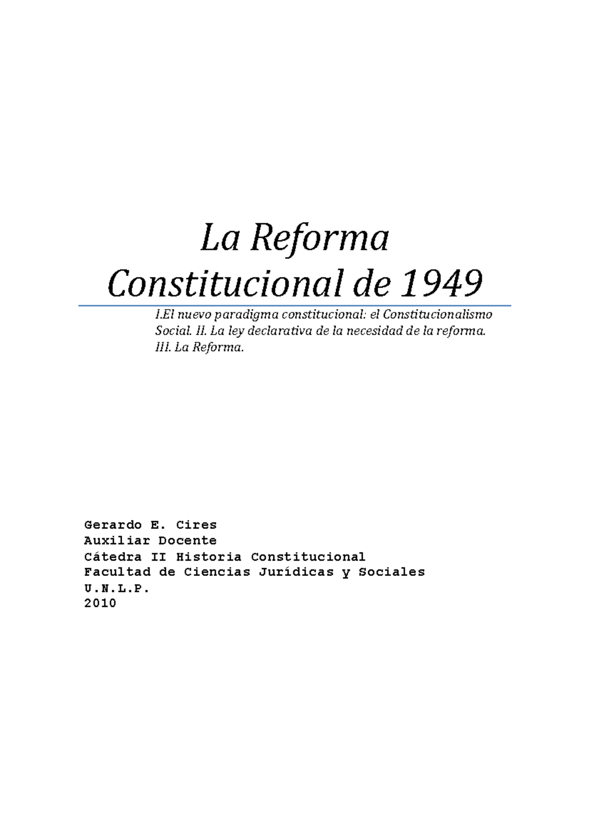 La Constitución De 1949 La Reforma Constitucional De 1949 I Nuevo