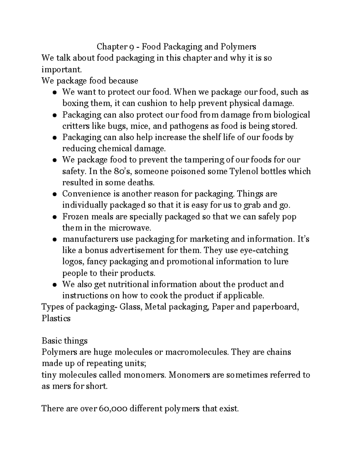 Homework 9 - assignment - Chapter 9 - Food Packaging and Polymers We ...