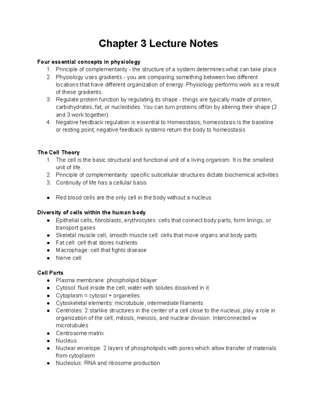 A&P Chapter 3 Notes - Prof Ray Thompson - Chapter 3 Lecture Notes Four ...