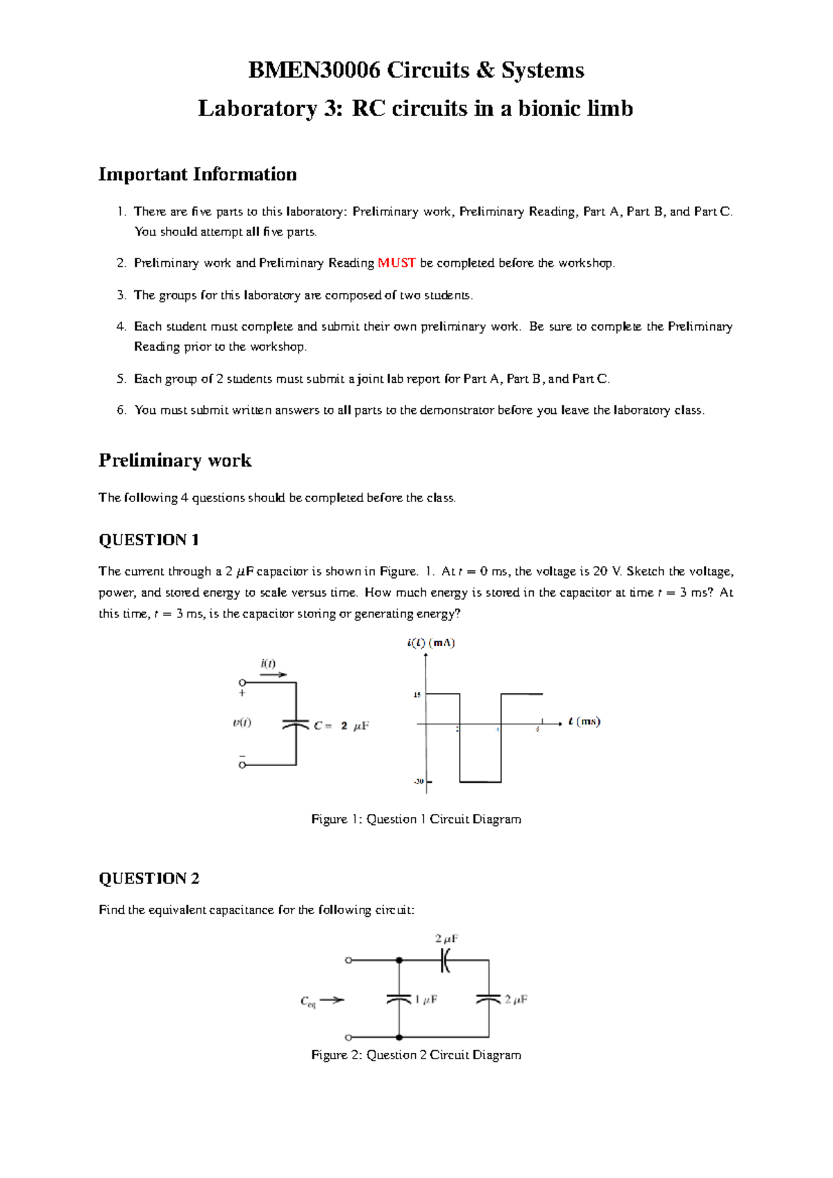 BMEN30006 Lab3 Bionic Limb - BMEN30006 Circuits & Systems Laboratory 3 ...