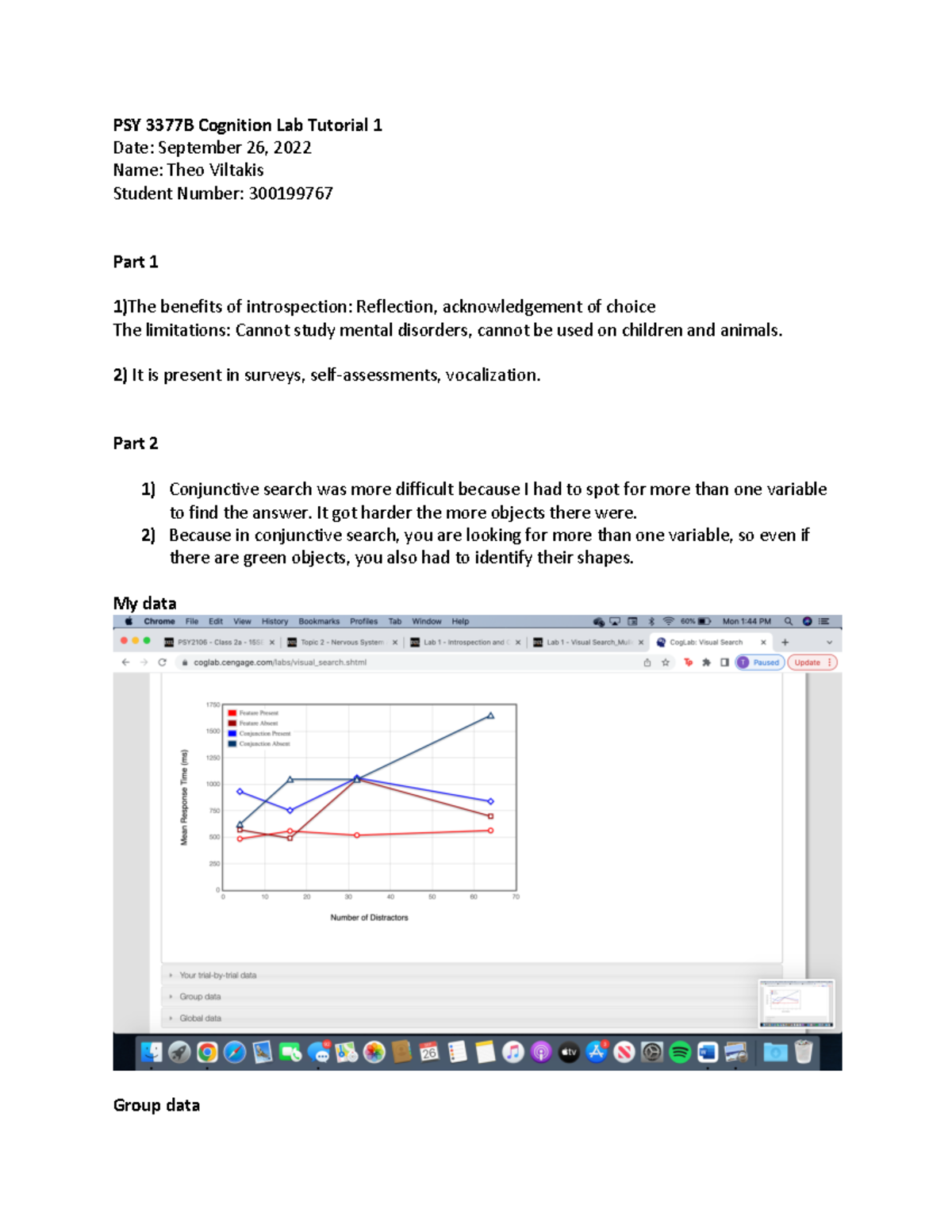 Cognitio Lab 1 - Coglab lab 1 mandatory assignment - PSY 3377B Cognition Lab Tutorial 1 Date ...