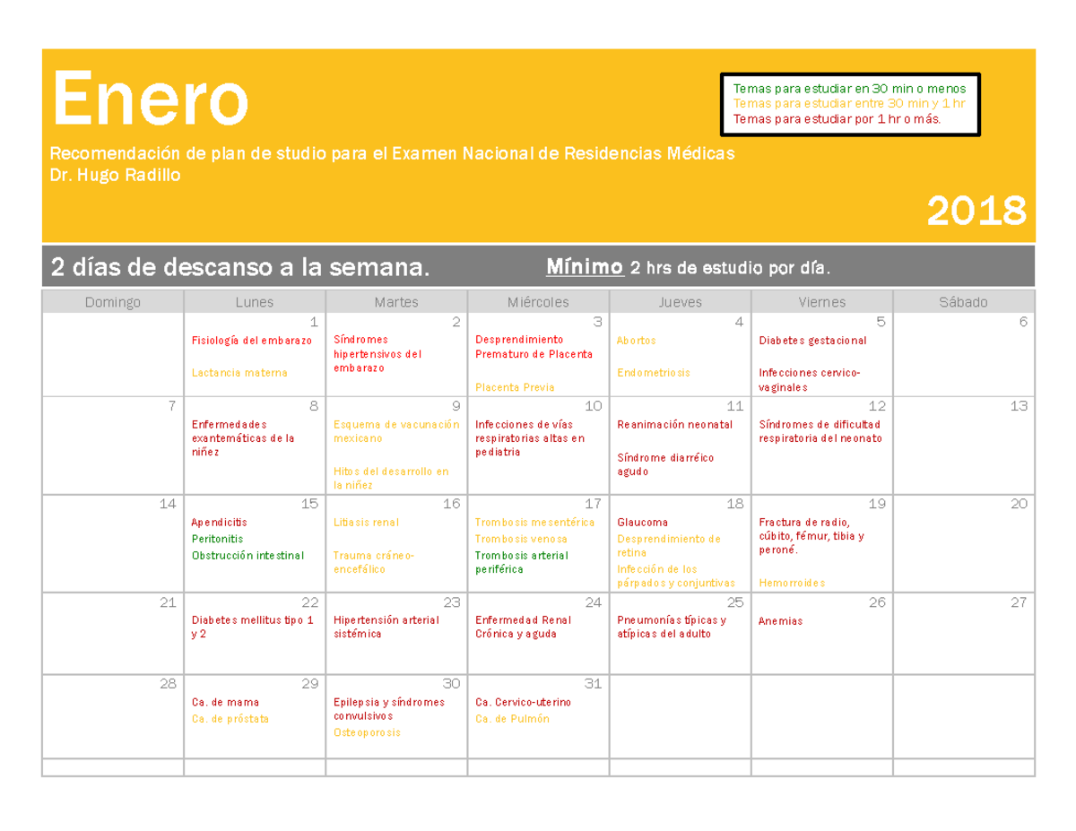 Enero Enarm 2018 - wrw - Enero Recomendación de plan de studio para el ...