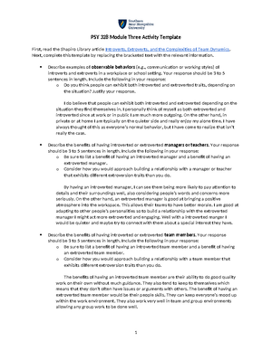 PSY 355 Project One - PSY 355 Project One Template Complete this ...