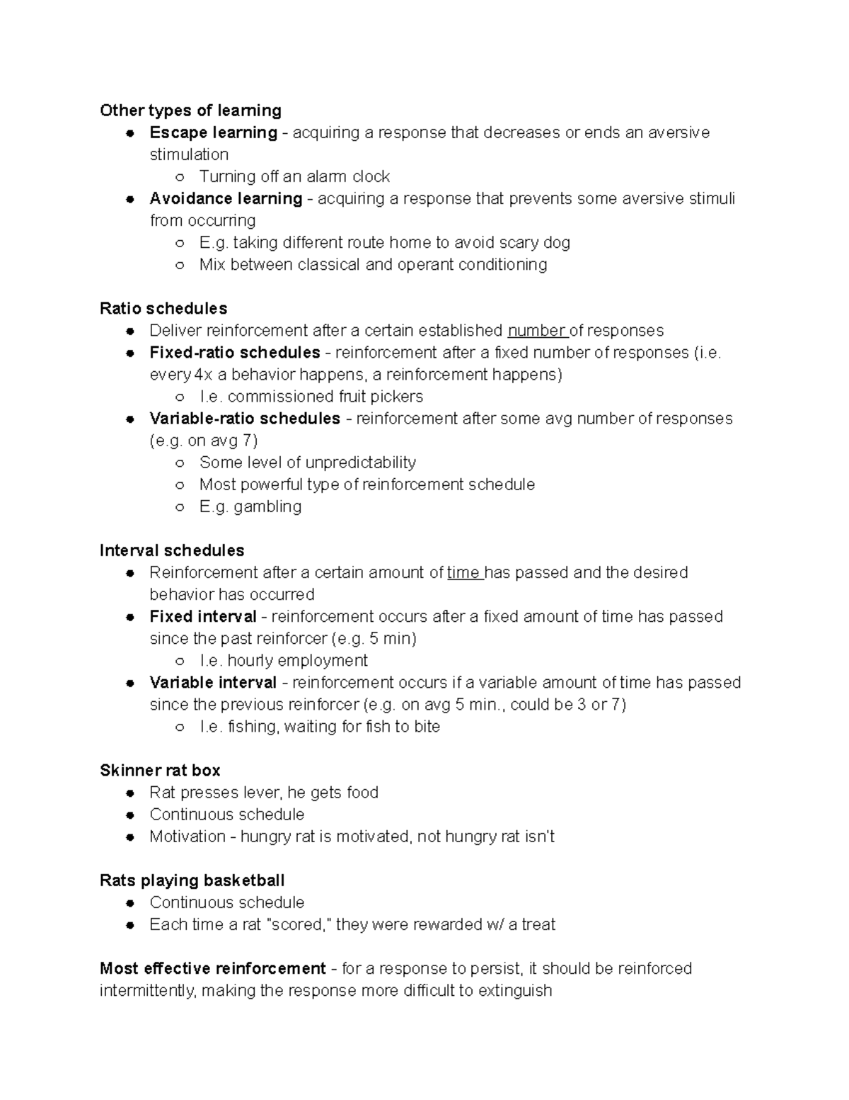 Lecture #21 learning (cont.) - Other types of learning Escape learning ...