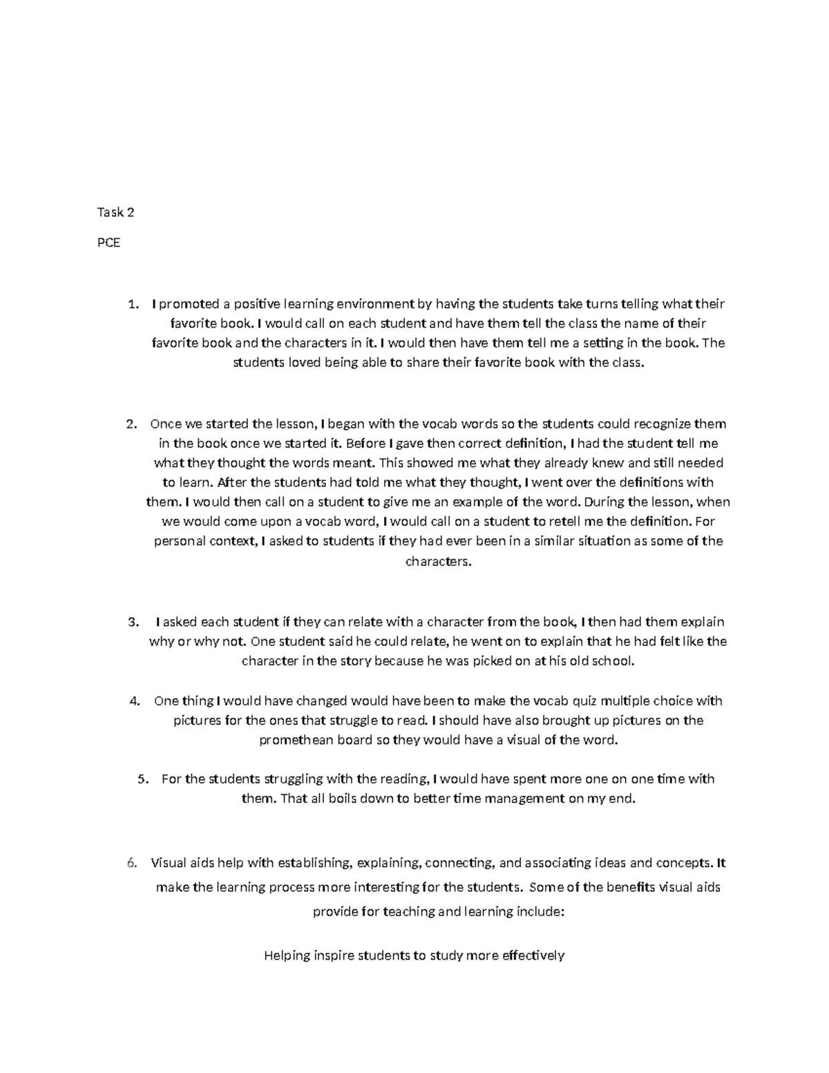 PCE task 2 - Task 2 for PCE through WGU - Task 2 PCE 1. I promoted a ...