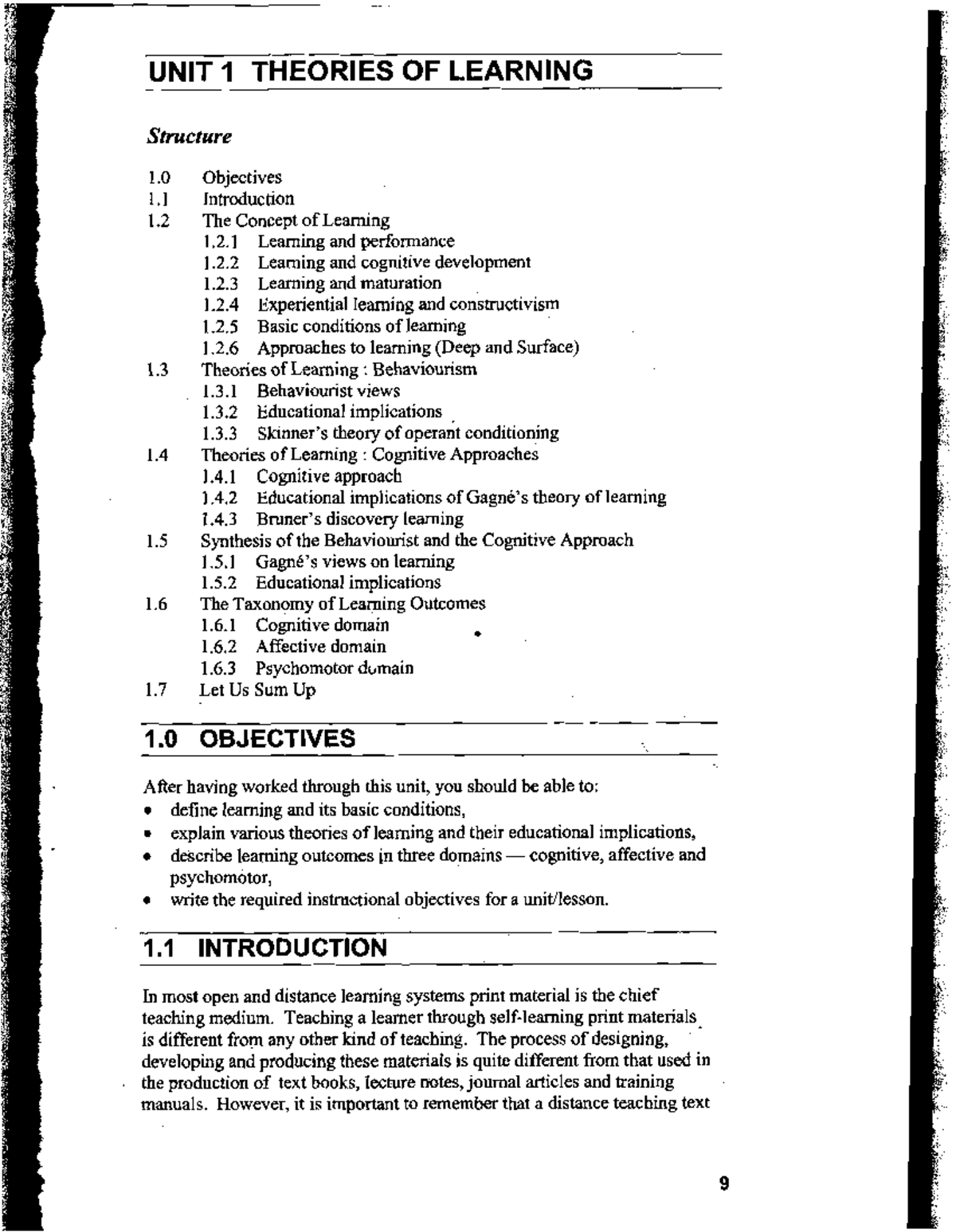 Unit-1 - Commerce assignments - UNIT 1 THEORIES OF LEARNING Structure ...