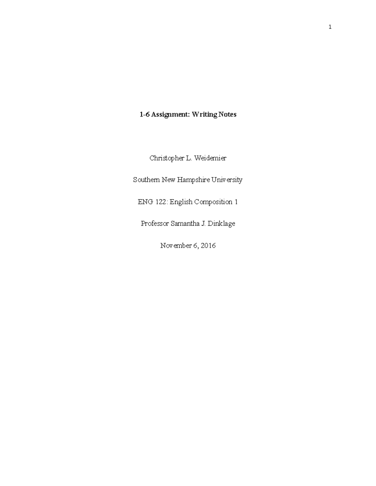1-6 Assignment Writing Notes Complete - 1-6 Assignment: Writing Notes ...