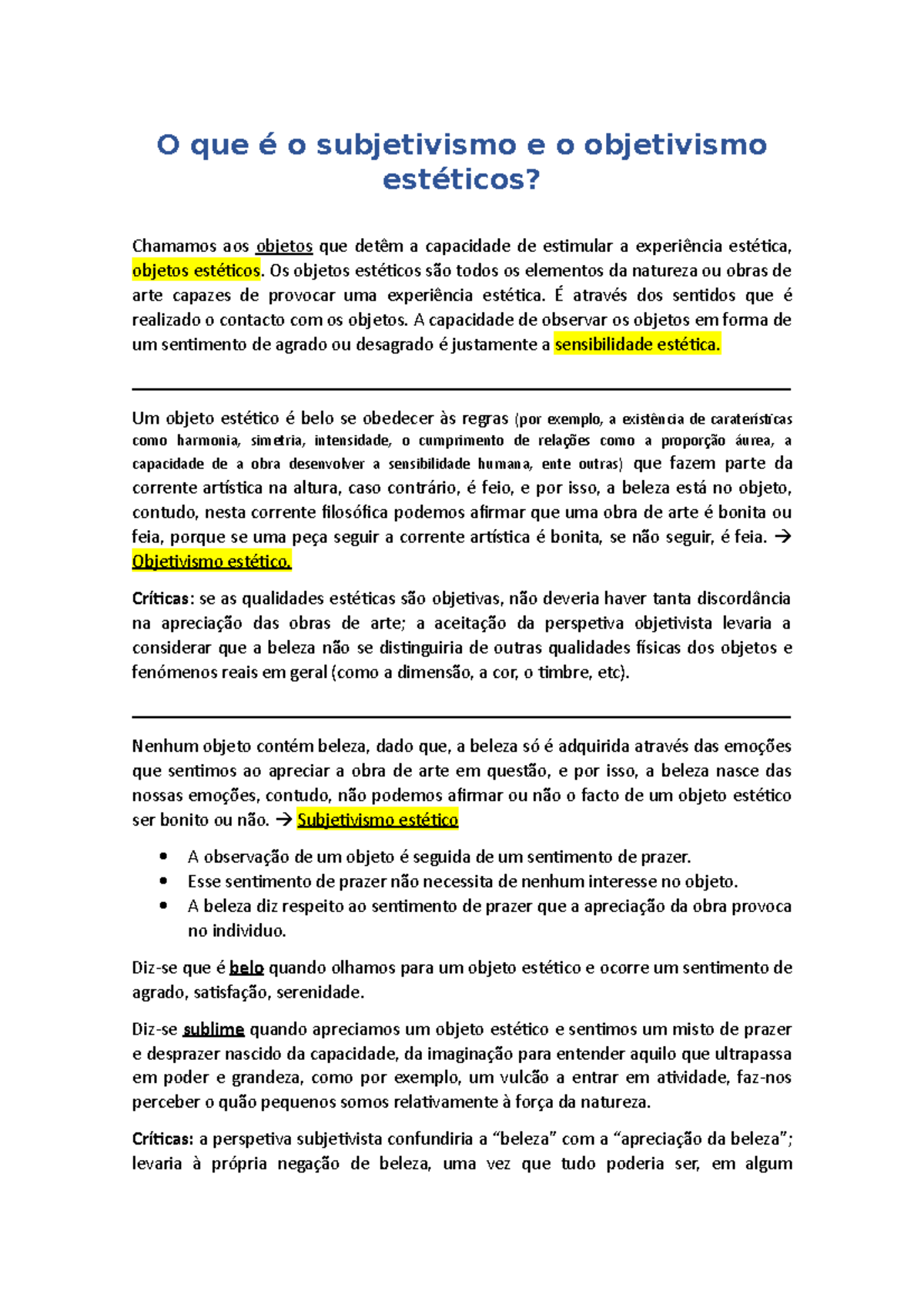 O Que e o Subjetivismo e o Objetivismo Estetico - O que é o subjetivismo e o objetivismo ...