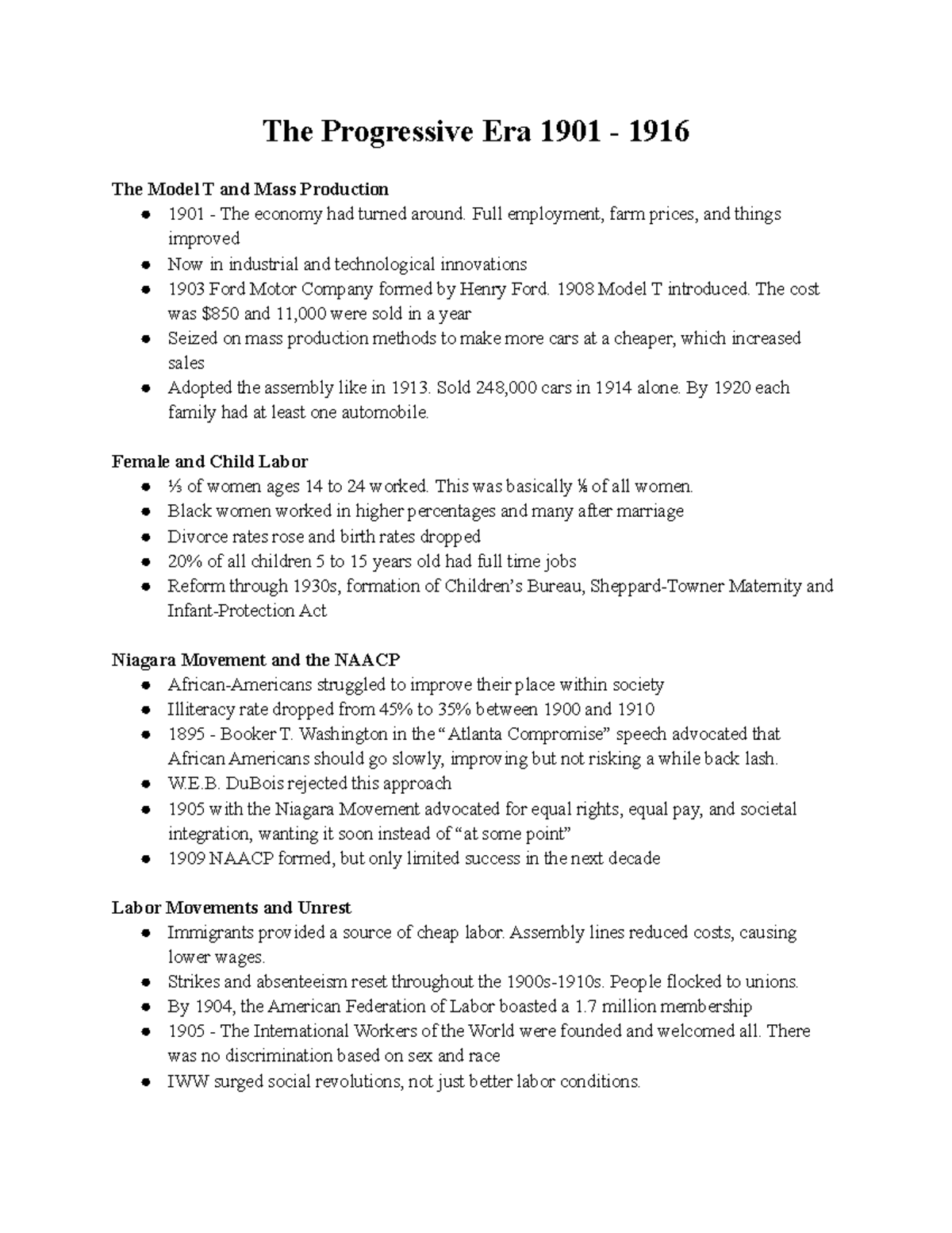 The Progressive Era 1901 - 1916 HIST 1493 - The Progressive Era 1901 ...