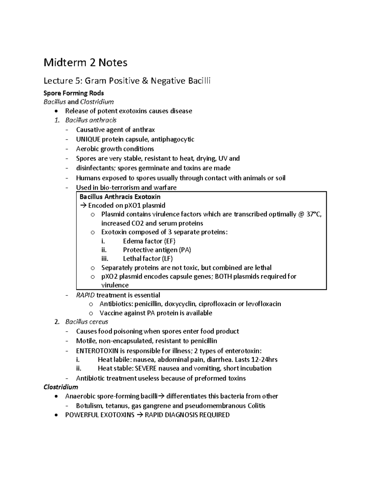 HSS 1100 Midterm 2 Notes - Midterm 2 Notes Lecture 5: Gram Positive ...