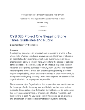 2 2 Project One Stepping Stone One Risk Register jerome - CYB 410 ...