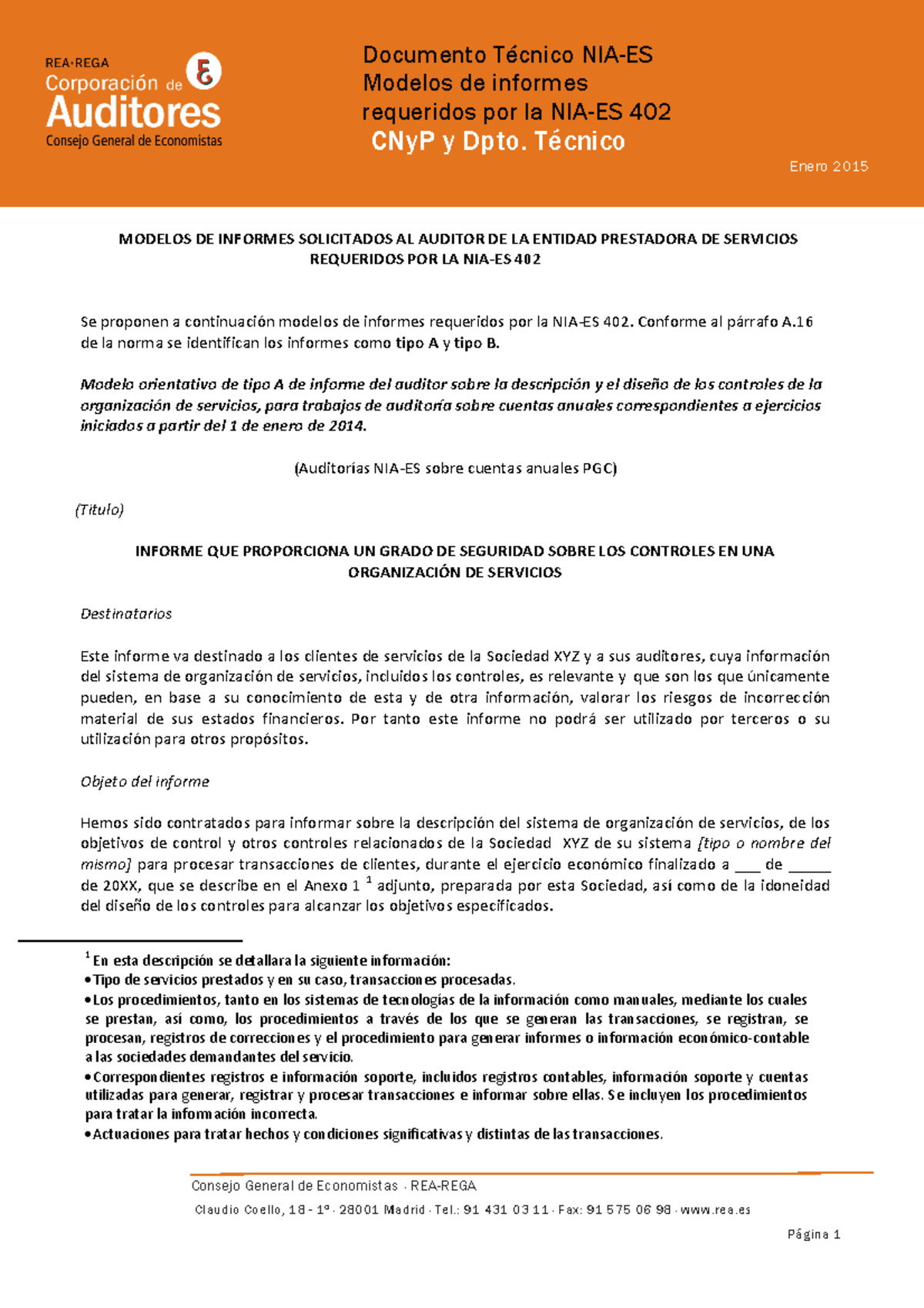 Formato de informe 1 y 2 - resumen - Documento TÈcnico NIA-ES Modelos ...