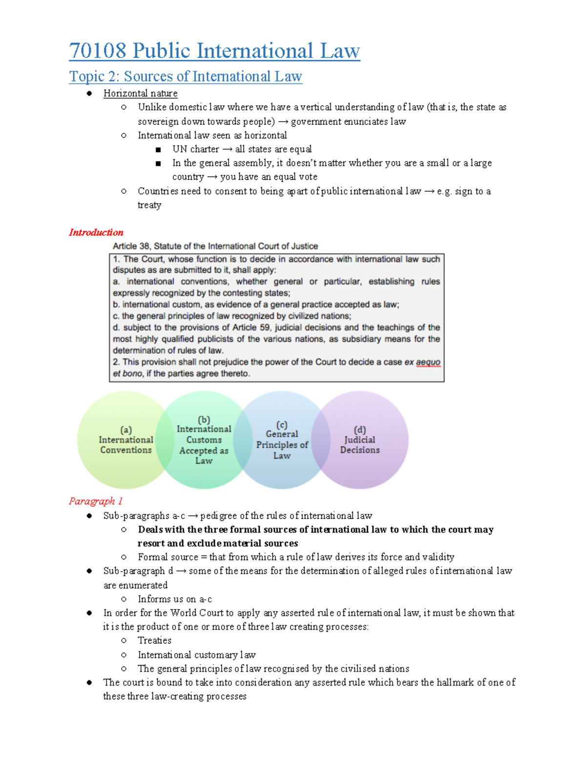 Public International Law Notes - Ellen - 70108 Public International Law ...