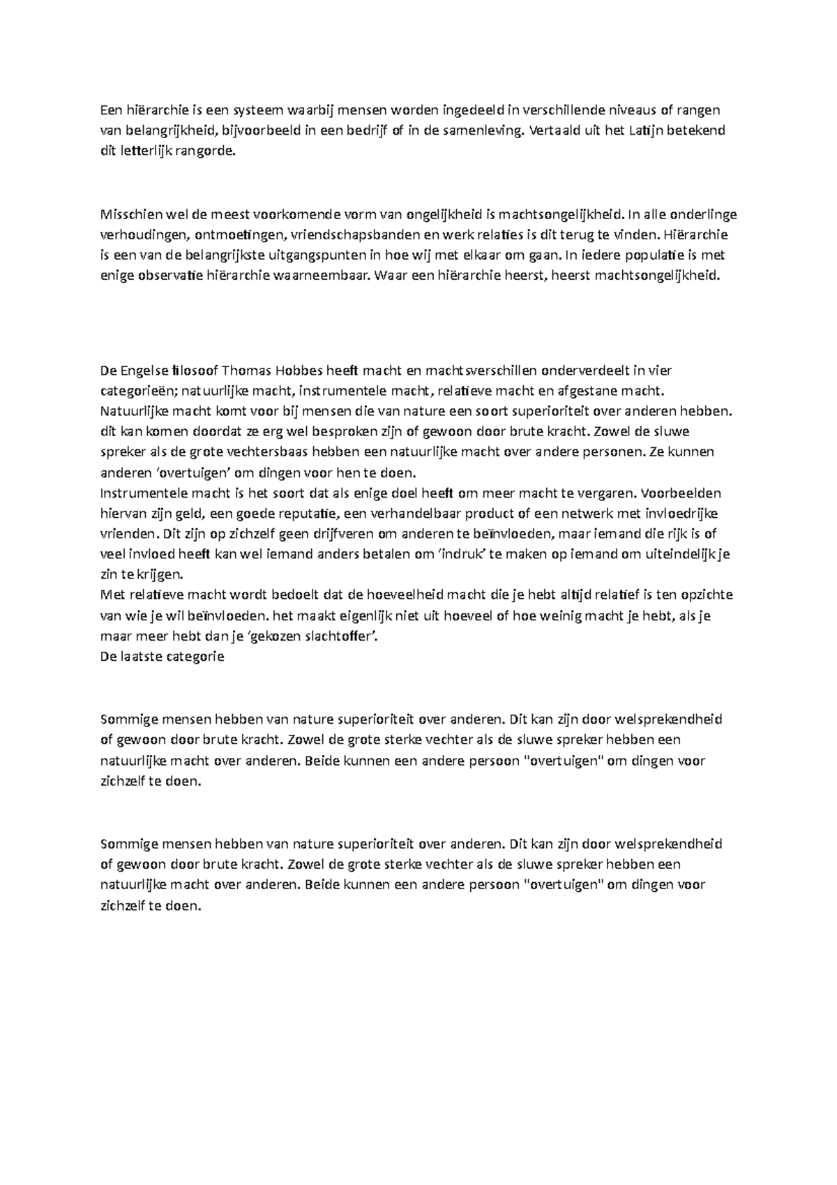 Filosofie ongelijkheid, gelijkheid en macht - Een hiërarchie is een ...