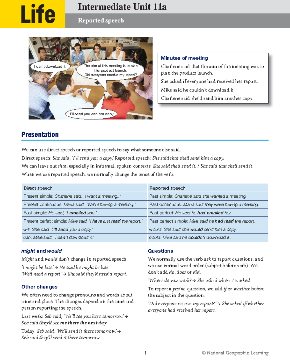 86541 Intermediate GW 11a - ####### 1 © National Geographic Learning Life Intermediate Unit 11a ...