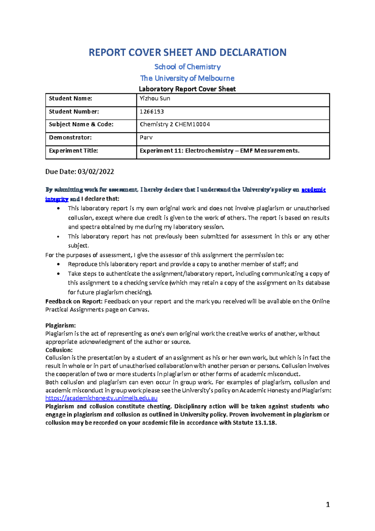 E11 V2 10004 2021 Student Report Template - REPORT COVER SHEET AND ...