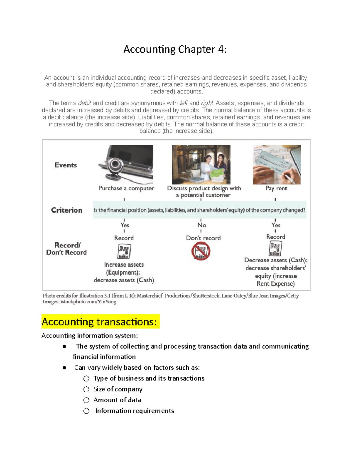 Mos 1023 chapter 4 - Accounting Chapter 4: An account is an individual ...