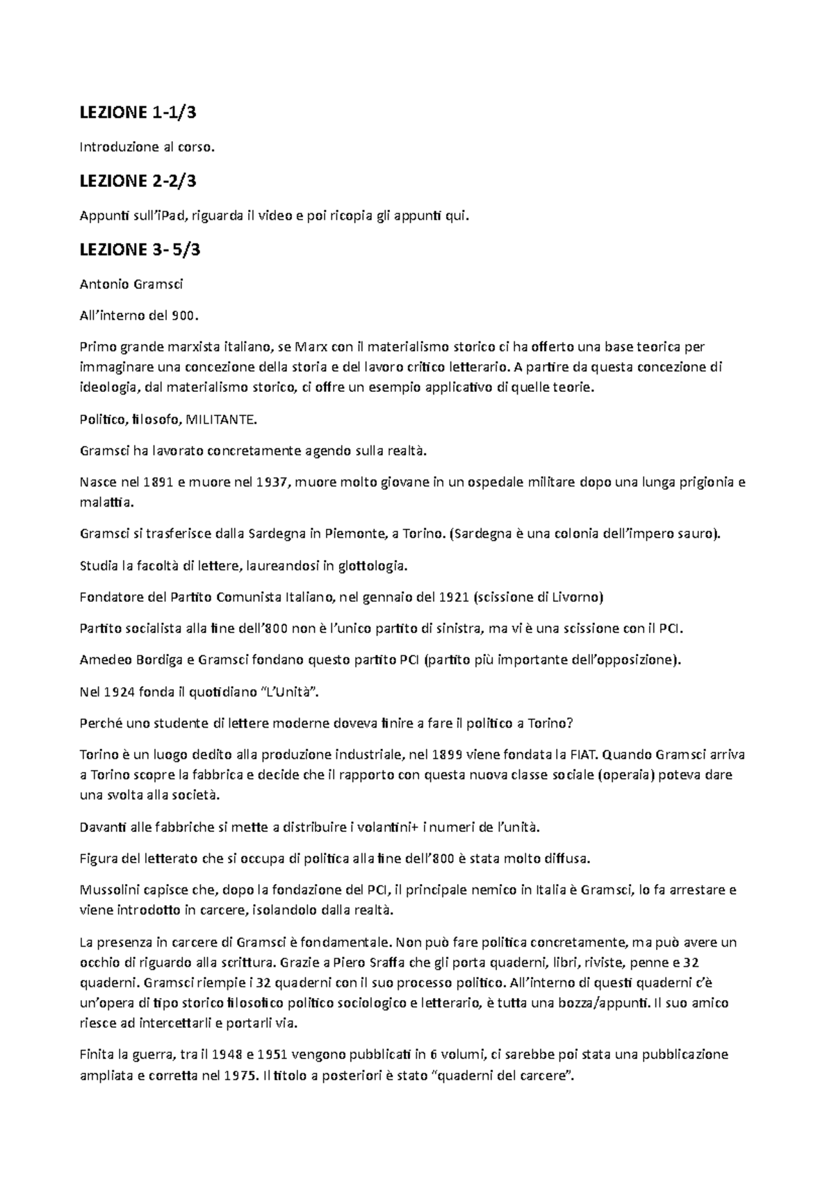 Appunti Letteratura Italiana - LEZIONE 1-1/ Introduzione al corso ...