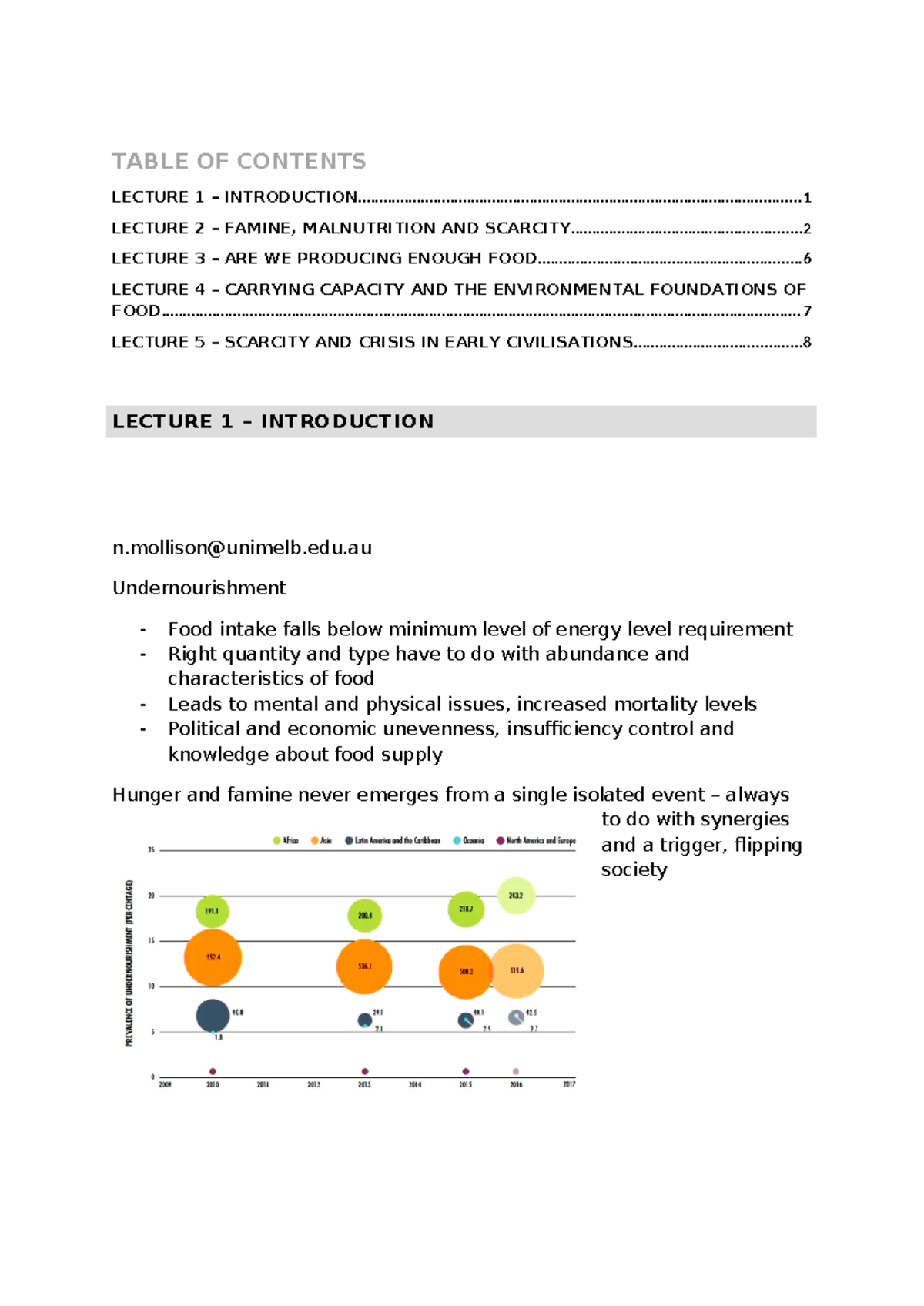 GEOG10001 - TABLE OF CONTENTS LECTURE 1 – - Studocu