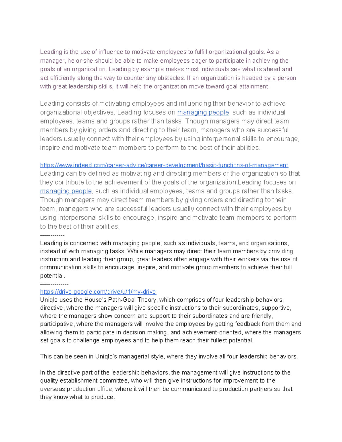 Leading Draft - COURSEWORK MGT162 ASSIGNMENT 1-INDIVIDUAL ASSIGNMENT ...