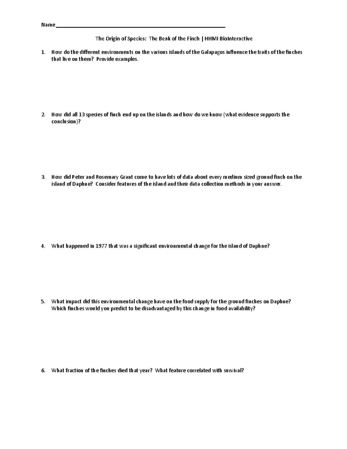 The Origin of Species The Beak of the Finch - How did all 13 species of ...