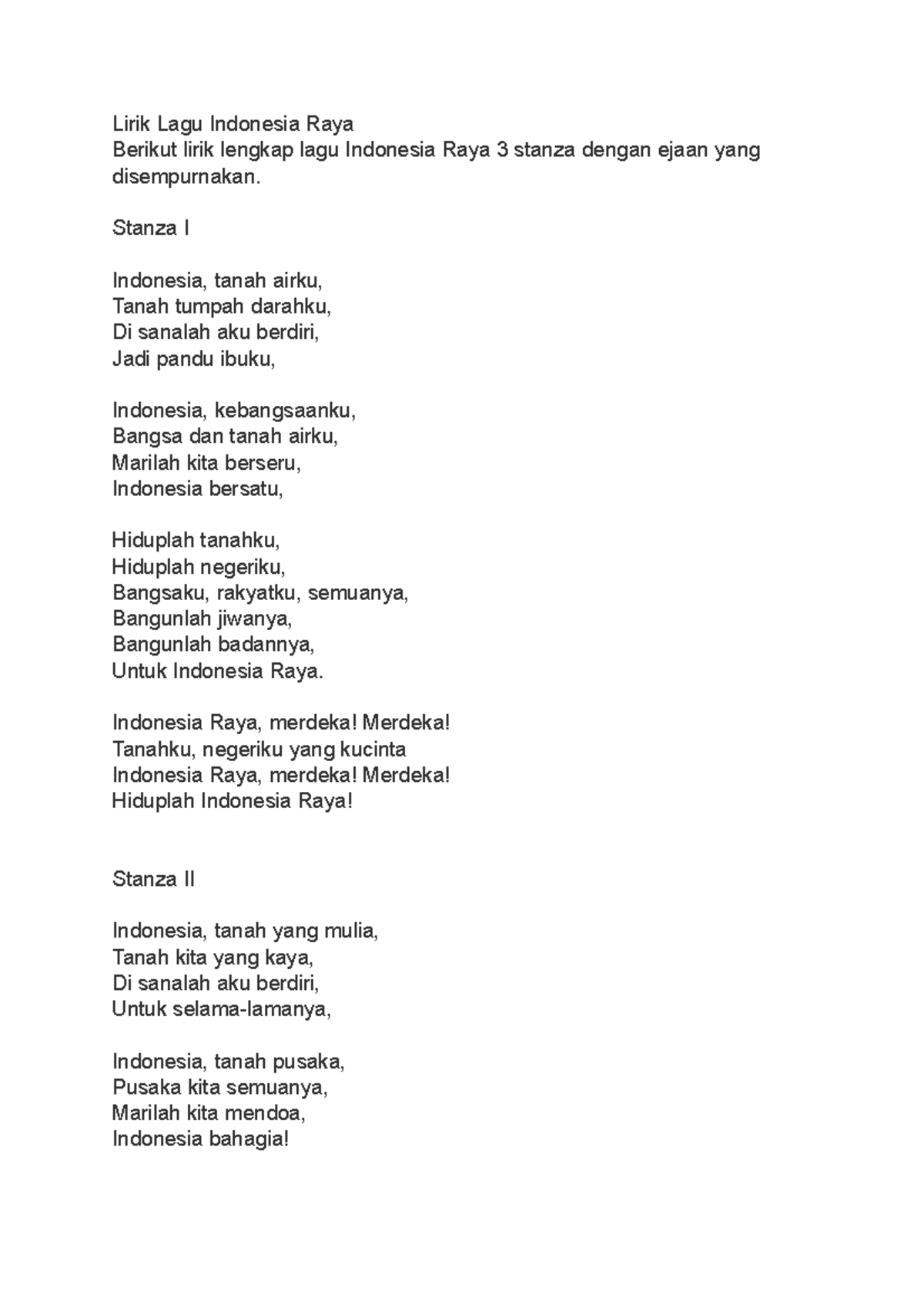 Lirik Lagu Indonesia Raya - Lirik Lagu Indonesia Raya Berikut lirik ...