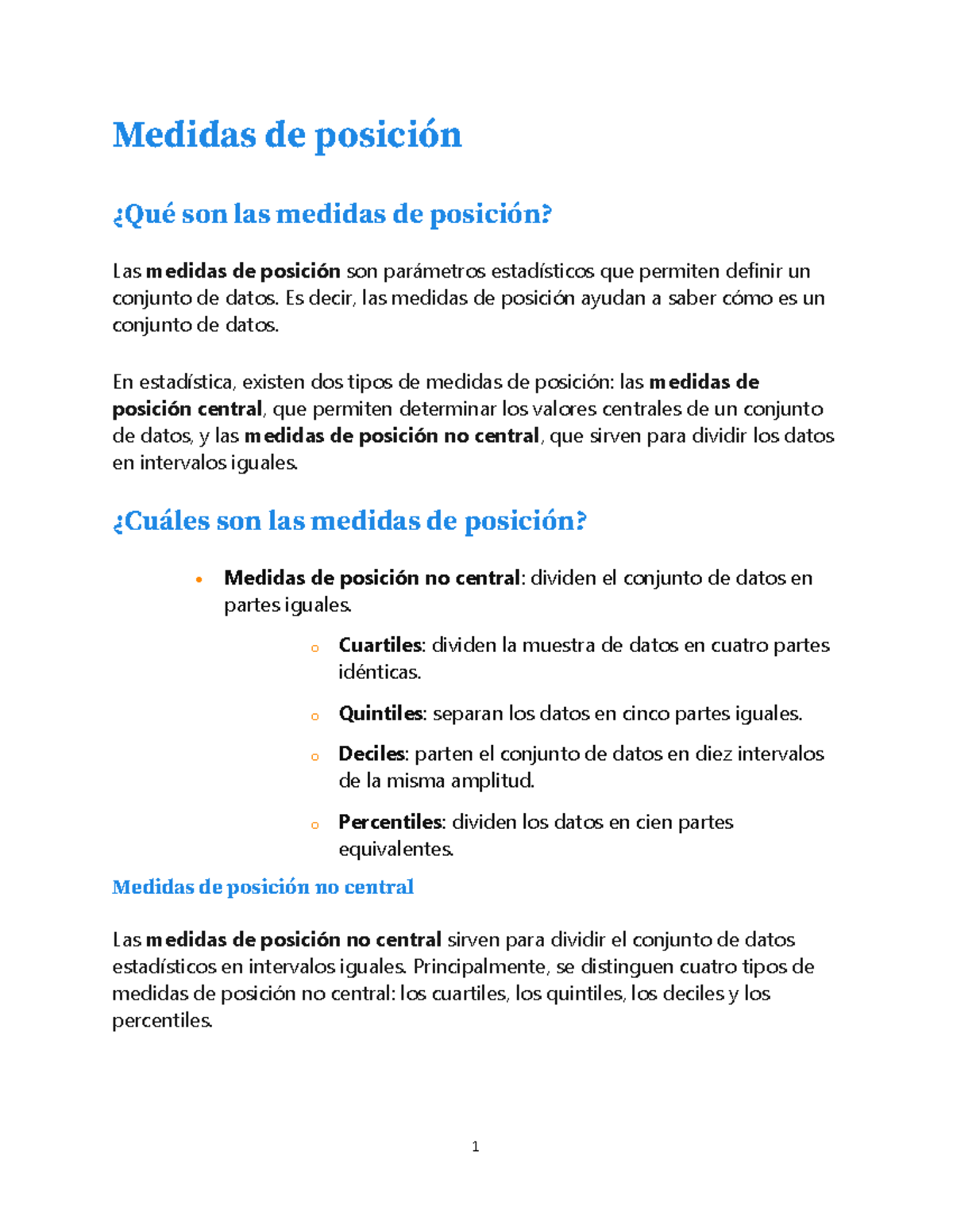 Medidas de posició 1 - Medidas de posición ¿Qué son las medidas de ...