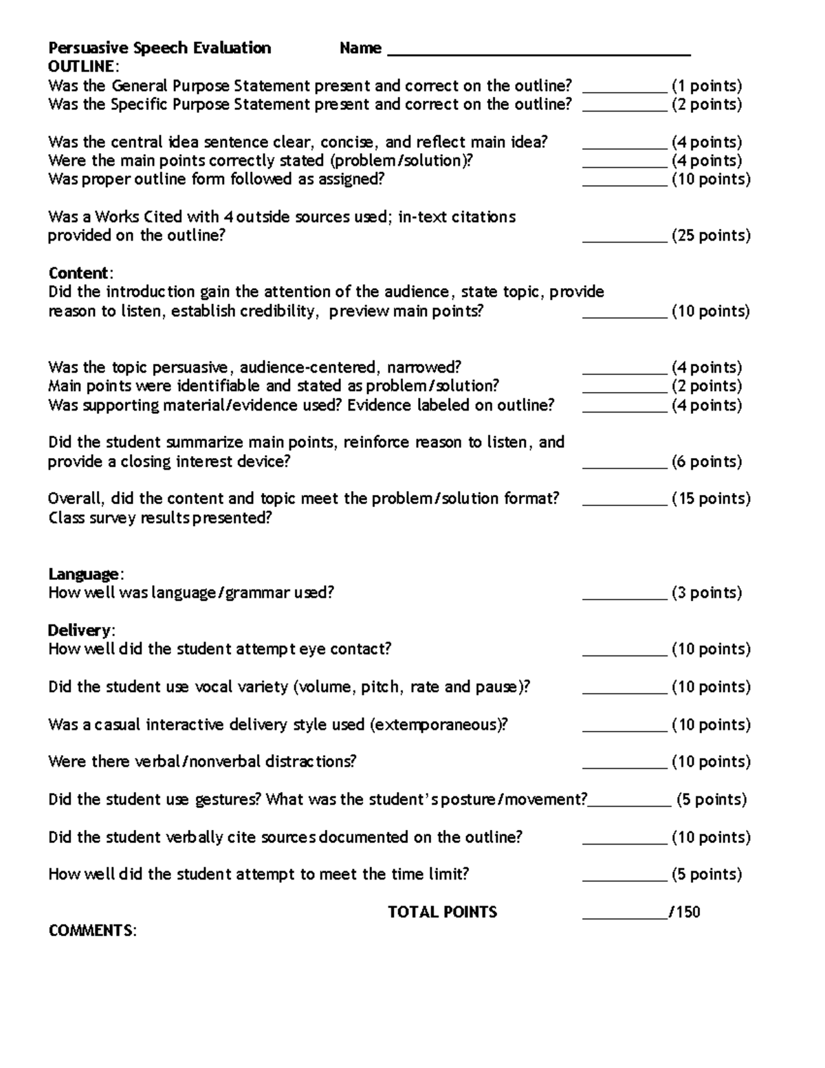 Persuasive Speech Evaluation - Studocu