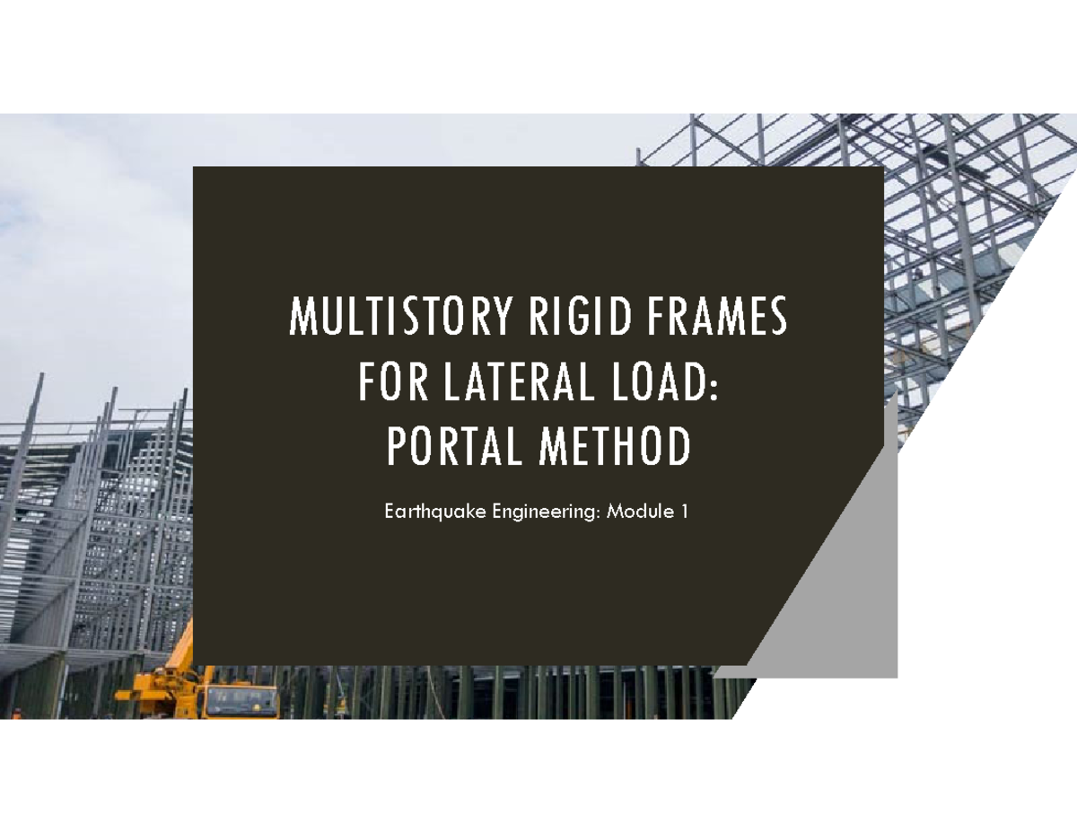 Module 1 - Portal Method - MULTISTORY RIGID FRAMES FOR LATERAL LOAD ...